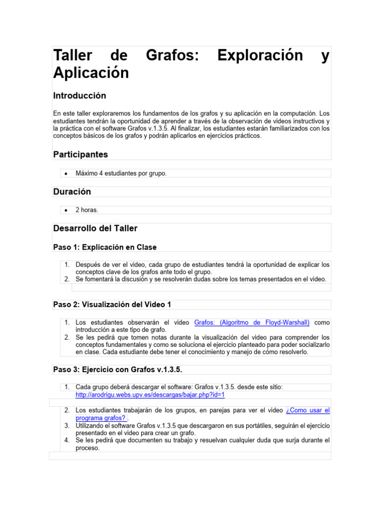 Taller Práctico de Grafos Online | PDF | Software | Informática
