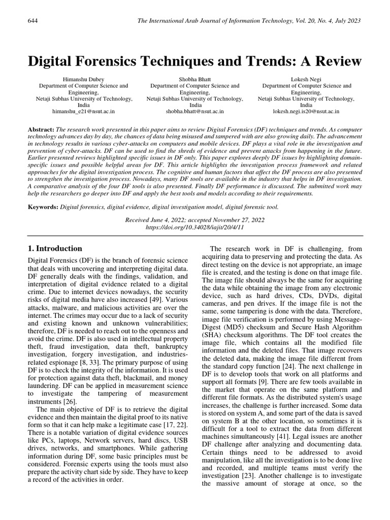 Digital Forensics Techniques and Trends A Review | PDF | Computer Forensics | Digital Forensics