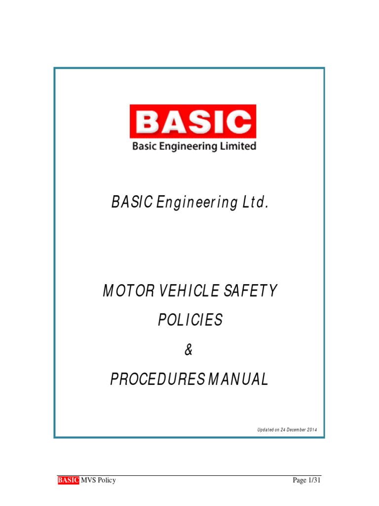Basic-Mvs Policy-December 2014 | PDF | Driving | Traffic Collision
