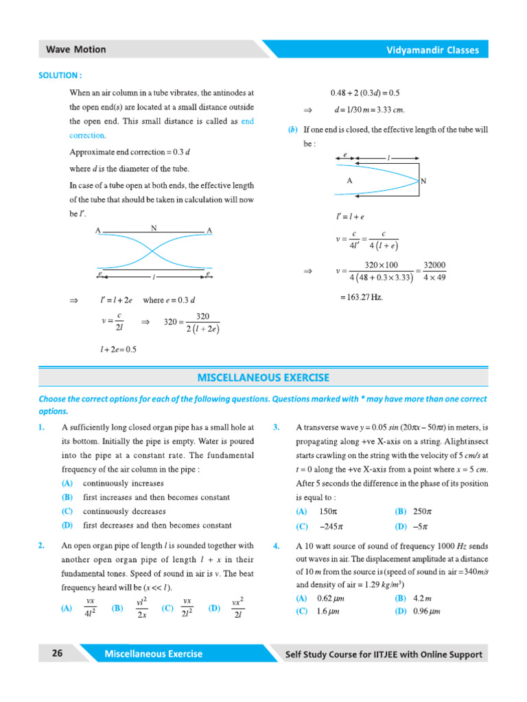 5 Wave Motion Misc Exercise | PDF