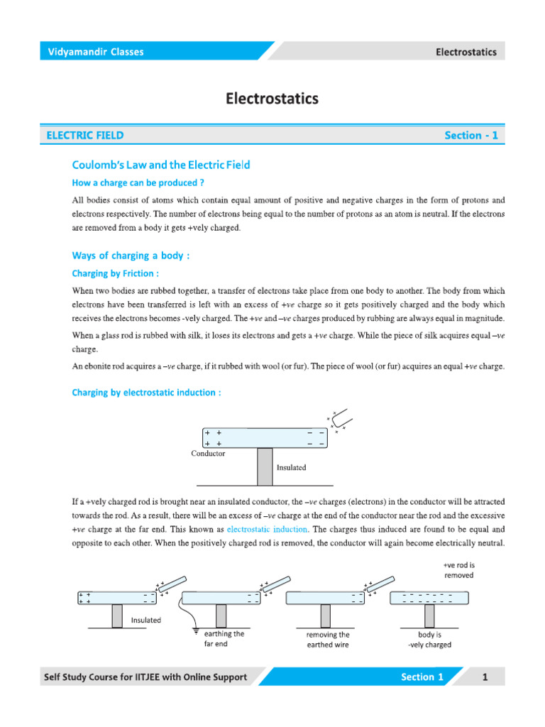 Electrostatics Section 1 | PDF