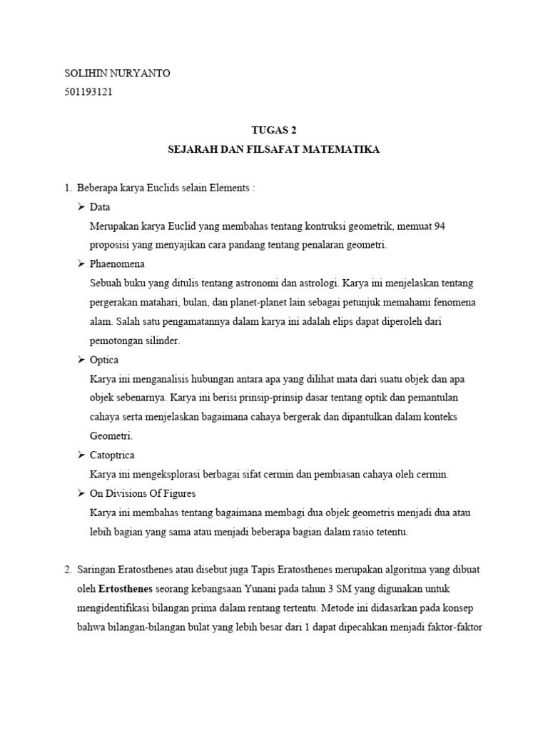 Sejarah dan Filsafat Matematika | PDF
