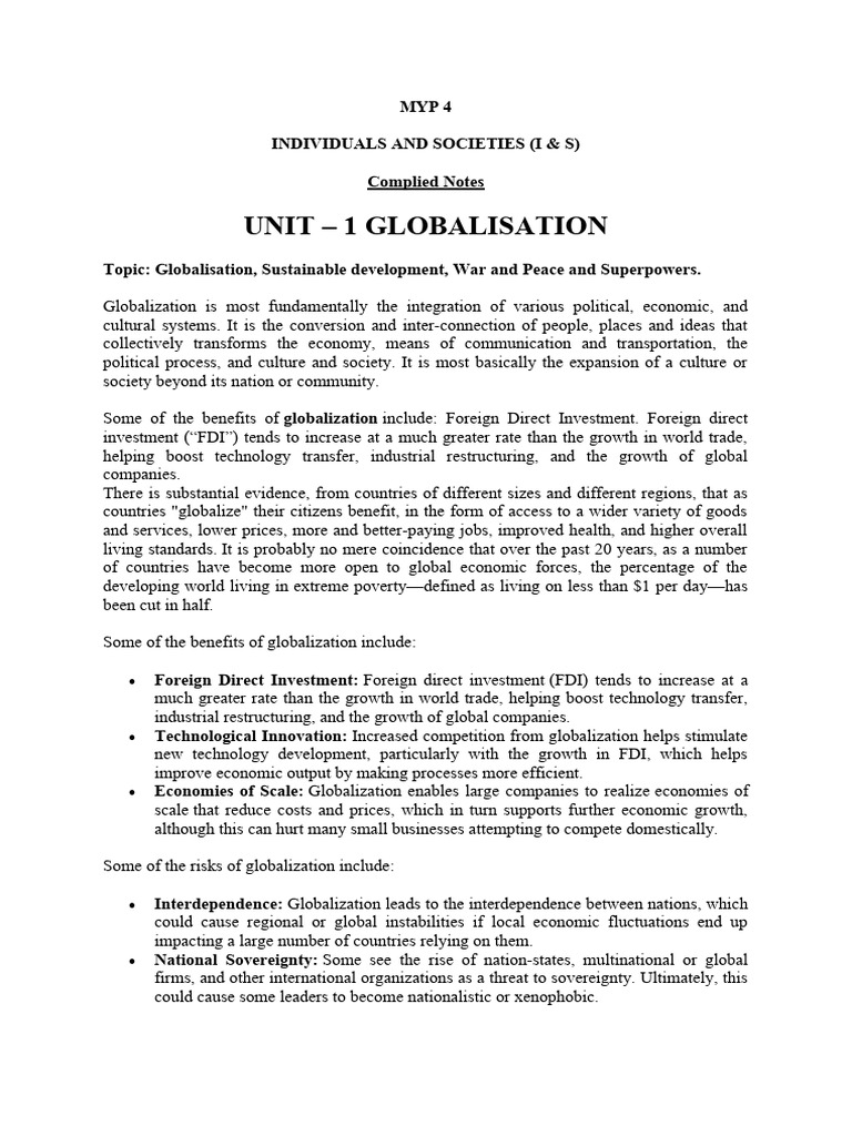 MYP 4:5 Notes COMPILED | PDF | Sustainability | Globalization