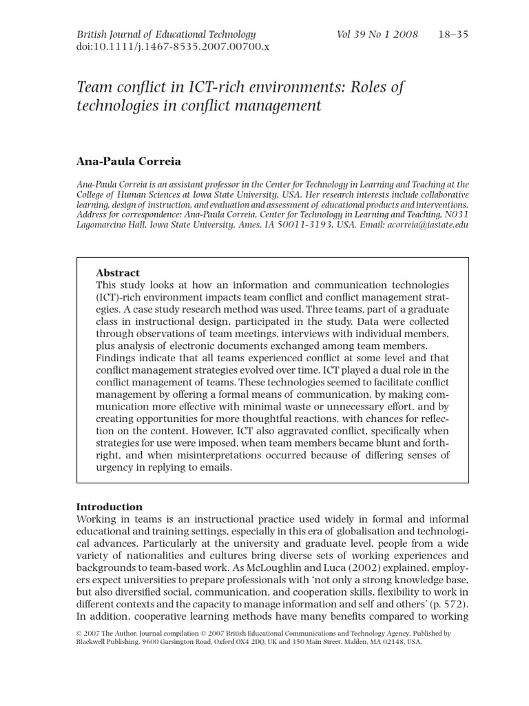 03 - Team Conflict in ICT Rich Environments Roles of Technologies in ...