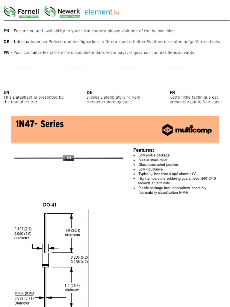 1n4760a 1n4758a 1n4764a 1n4749a | PDF | Electrical Impedance | Capacitor
