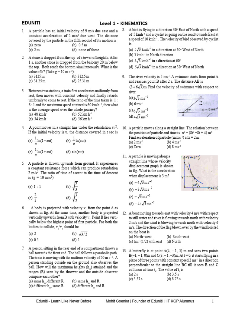 Kinematics Practice Problems and Solutions | PDF | Acceleration | Kinematics