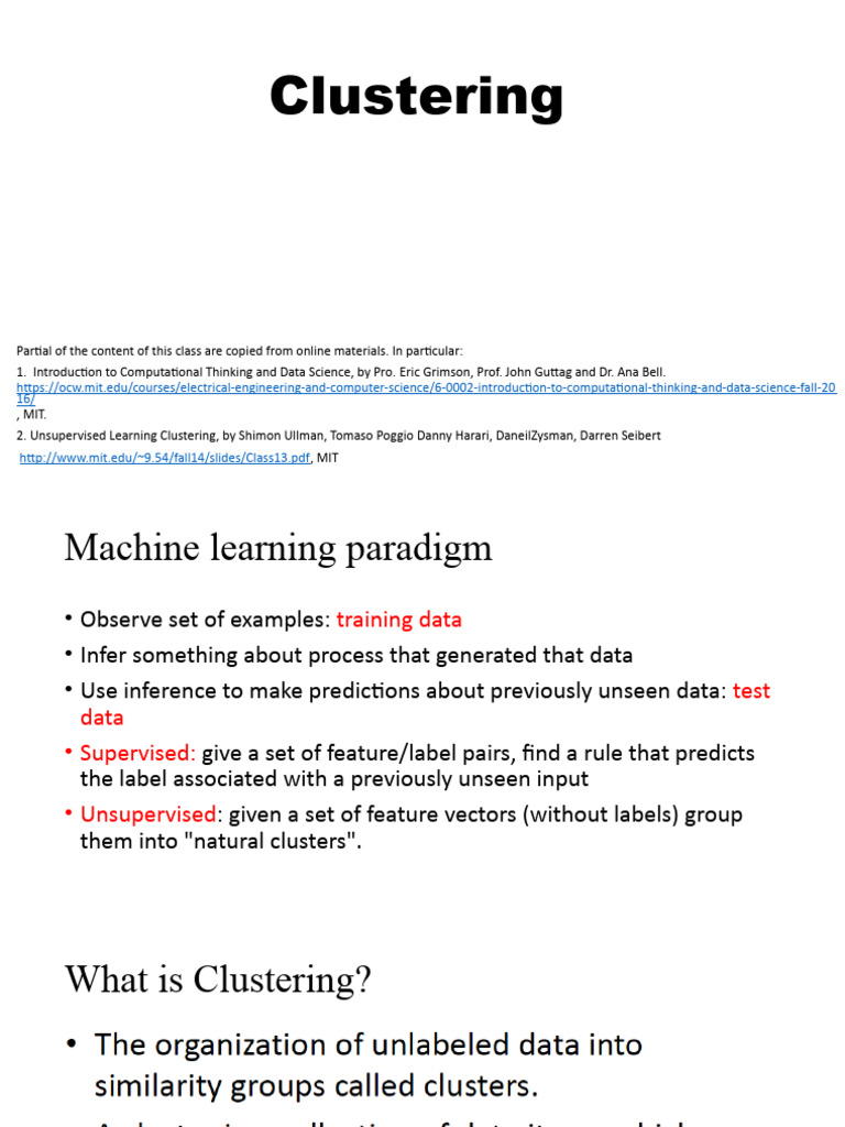 Lecture6 Clustering | PDF | Cluster Analysis | Applied Mathematics