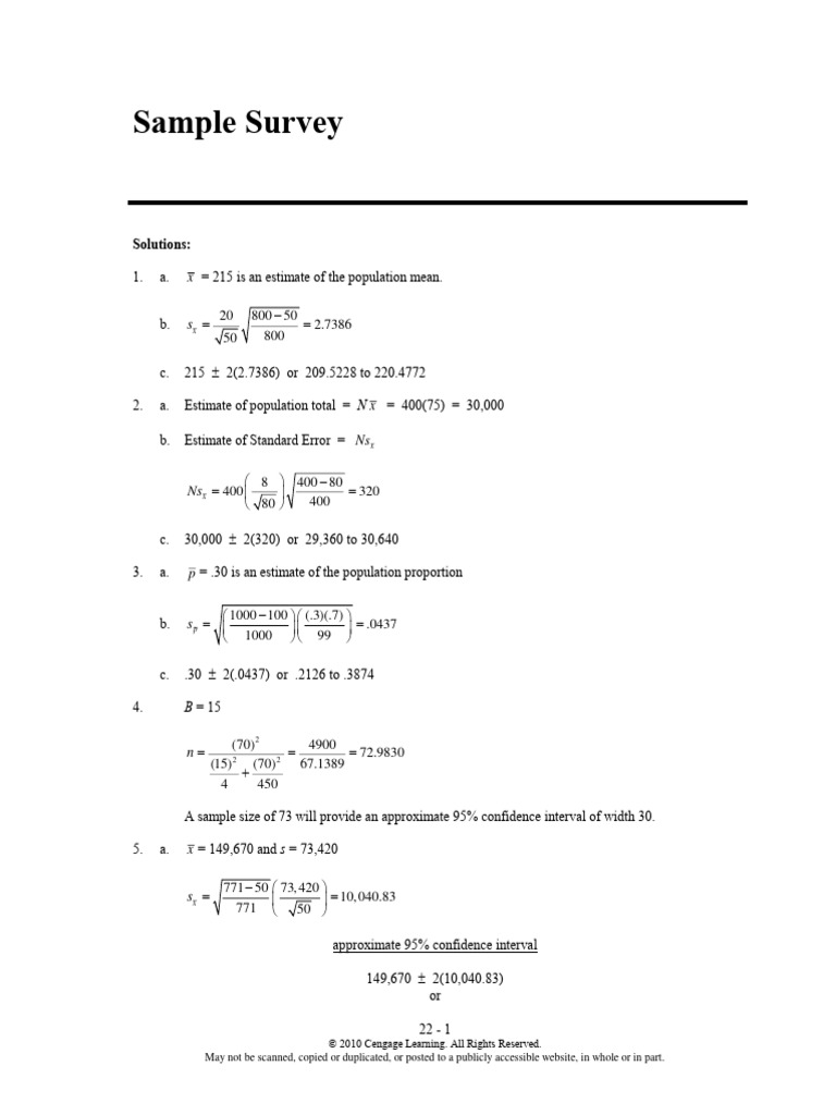 Sample Survey _ Solution | PDF | Sample Size Determination | Standard Error