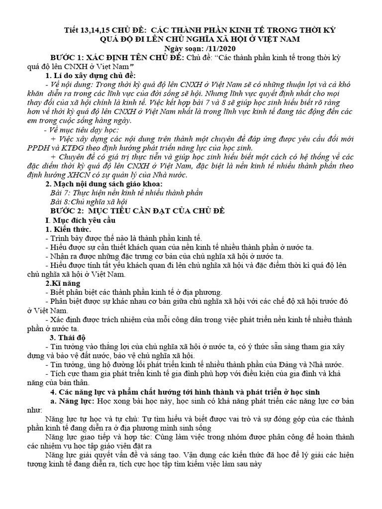 GDCD - 11 - Cac Thanh Phan Kinh Te | PDF