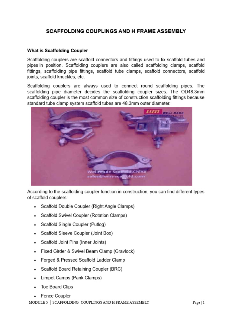 Scaffolding Couplers and Clamps Overview | PDF | Scaffolding | Framing ...