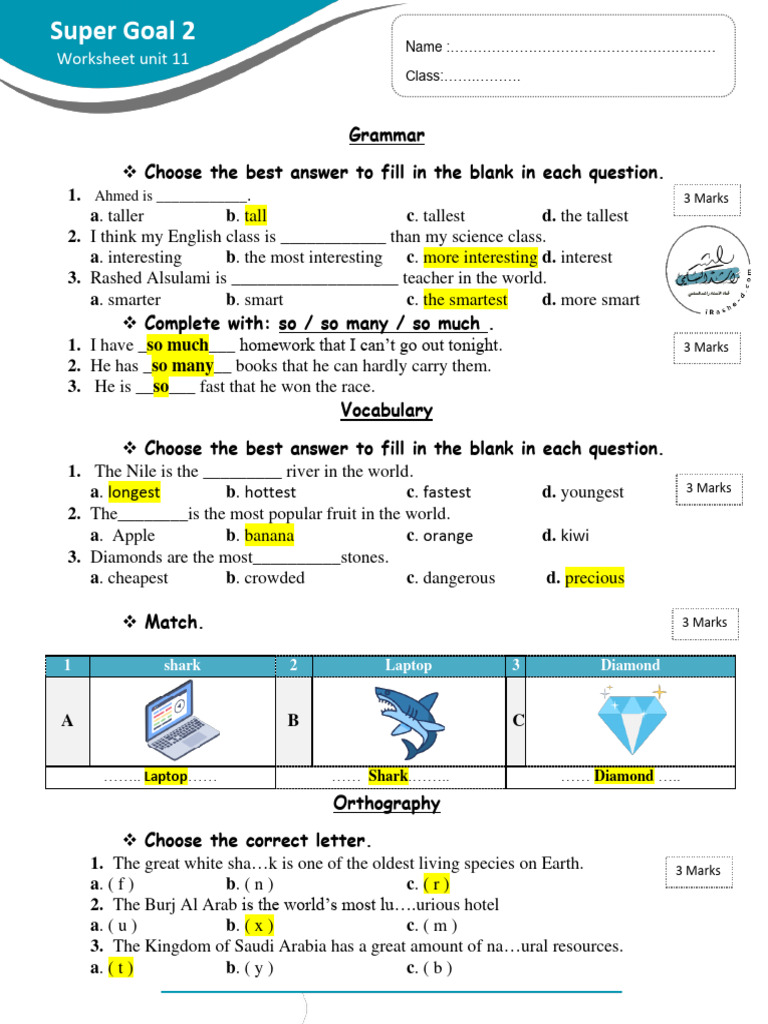 Super_Goal_2_Worksheet_11_-_Answers | PDF