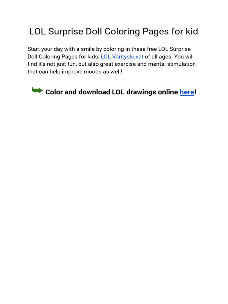 Free LOL Surprise Doll Coloring Pages | PDF | Dolls