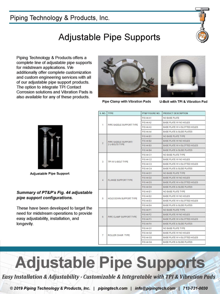 PTP Adjustable Pipe Supports 08 2023 | PDF | Mechanical Engineering ...