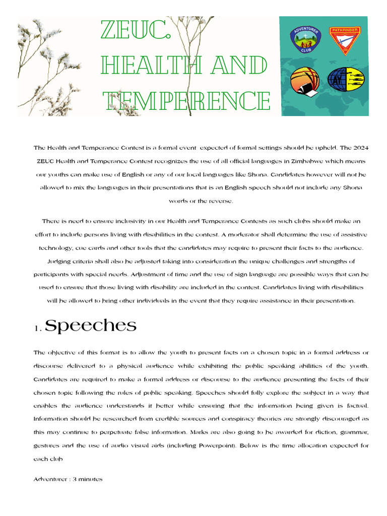Zeuc Health and Temperance 2024 Contest | PDF | Mental Disorder ...