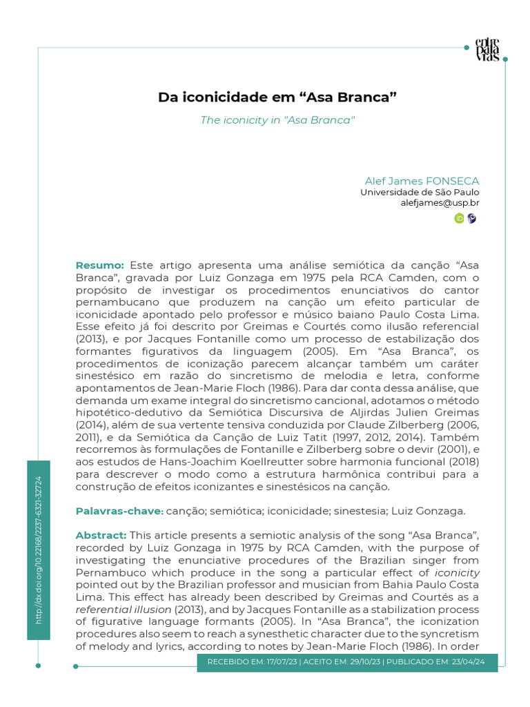 Da Iconicidade em Asa Branca | PDF | Harmonia | Musicologia