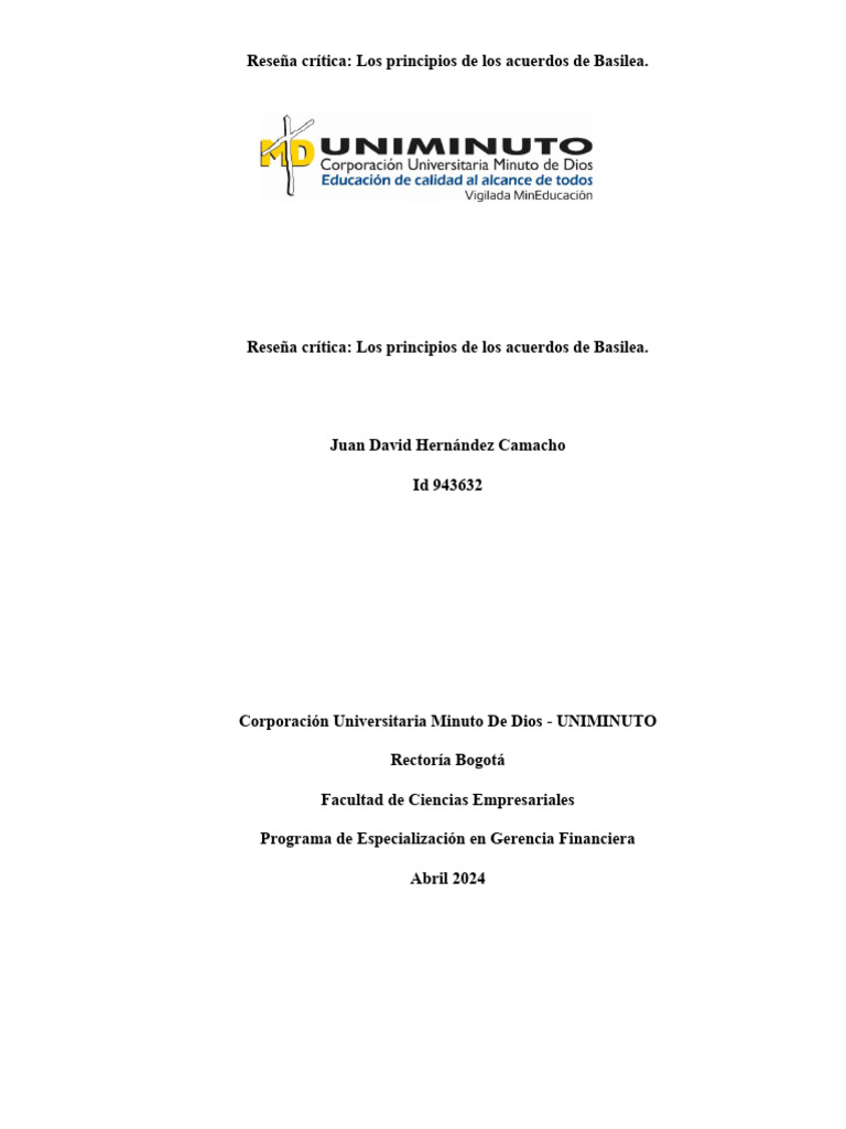 Reseña crítica | PDF | Basilea Ii | Basilea Iii