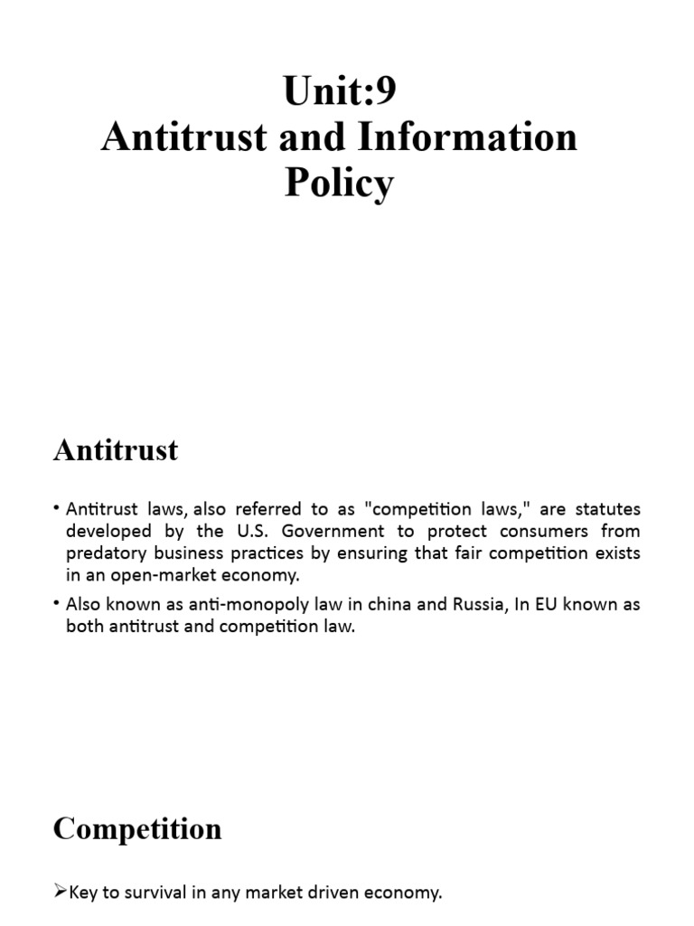 Eic Unit 9 | PDF | Competition Law | Sherman Antitrust Act