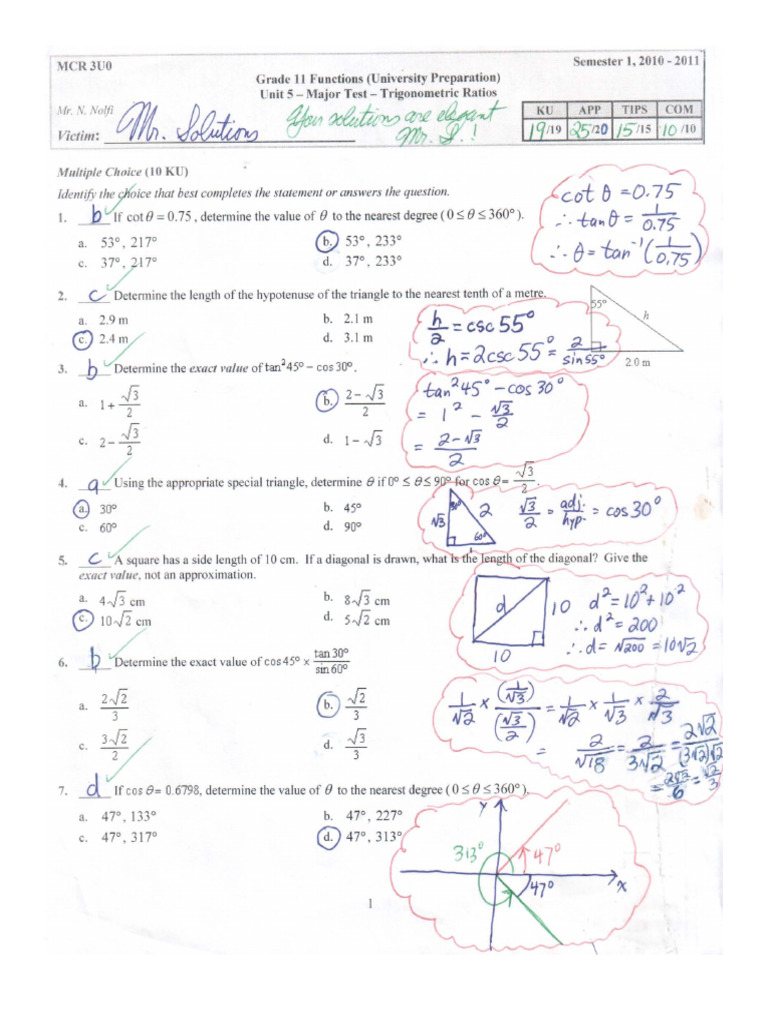 Solutions - Unit 5 Major Test | PDF
