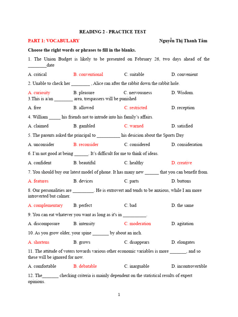 Reading 2 - Practice Test | PDF | Social Media | Popular Culture ...