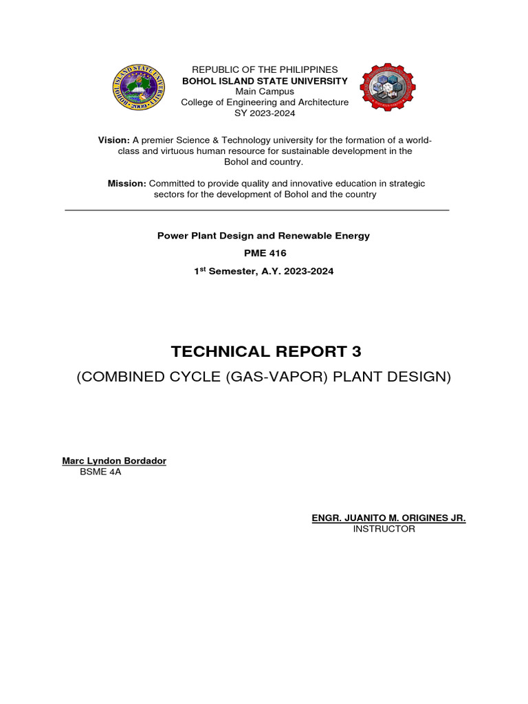 Bordador - TechnicalReport3 PME416 | PDF | Power Station | Gas Turbine