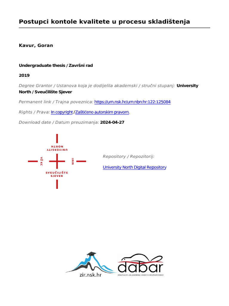 Postupci Kontrole Kvalitete U Procesu Skladistenja Kavur | PDF