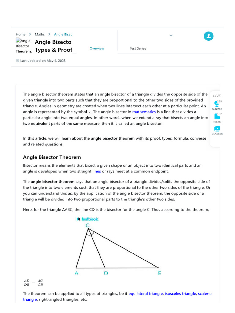 Angle Bisector Theorem | PDF