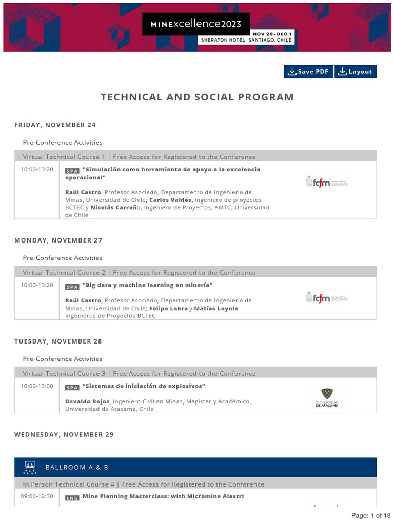 Technical Program | PDF | Chile | Minería