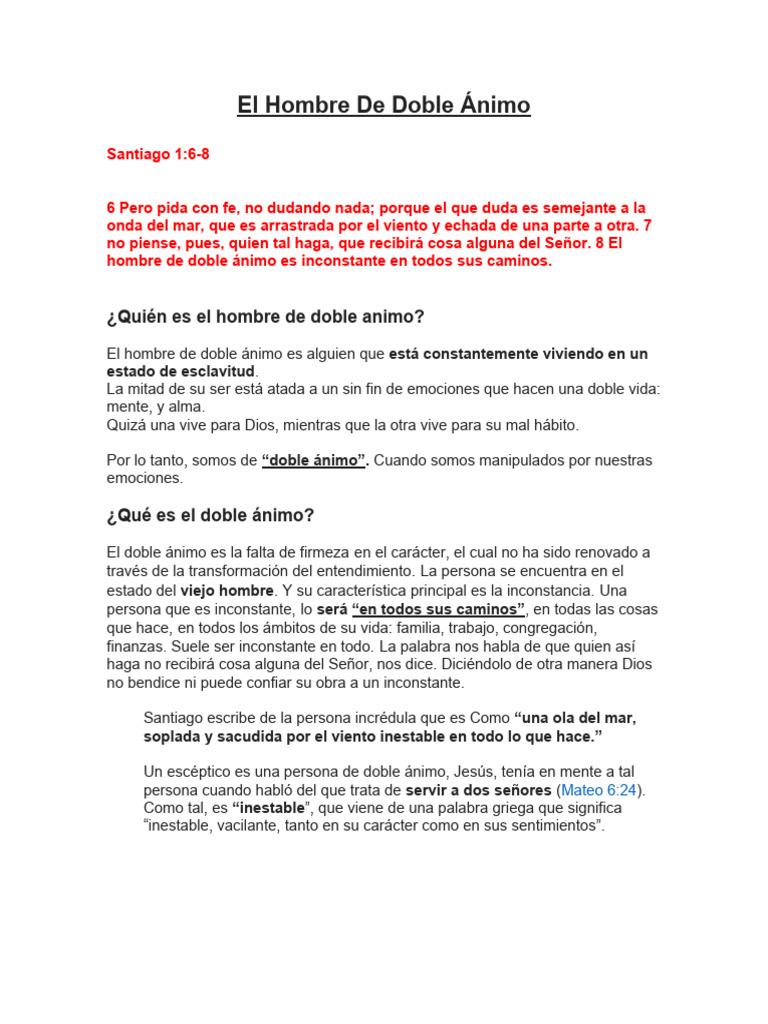El Hombre De Doble Ánimo | PDF | Amor | Fe