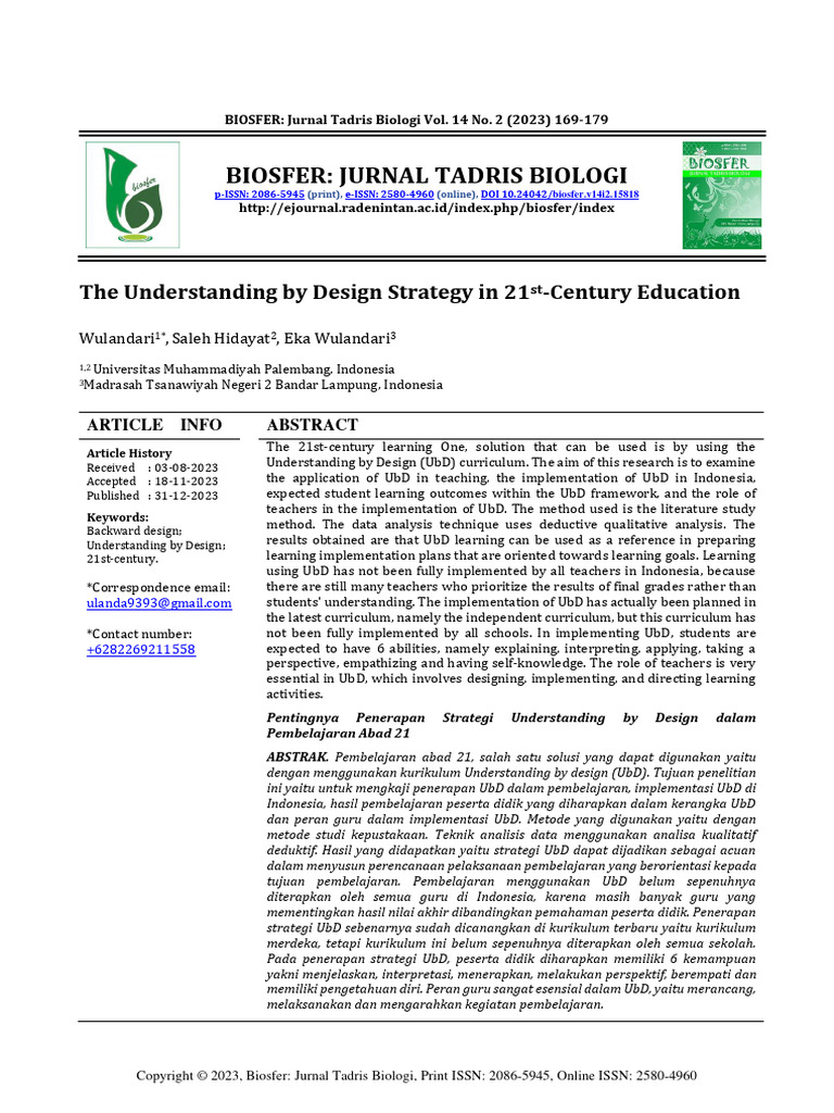 JURNAL UBD | PDF | Learning | Instructional Design