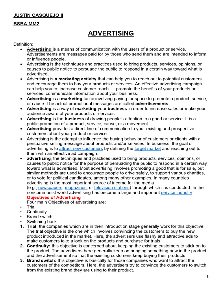 Advertising 2 | PDF | Advertising | Marketing
