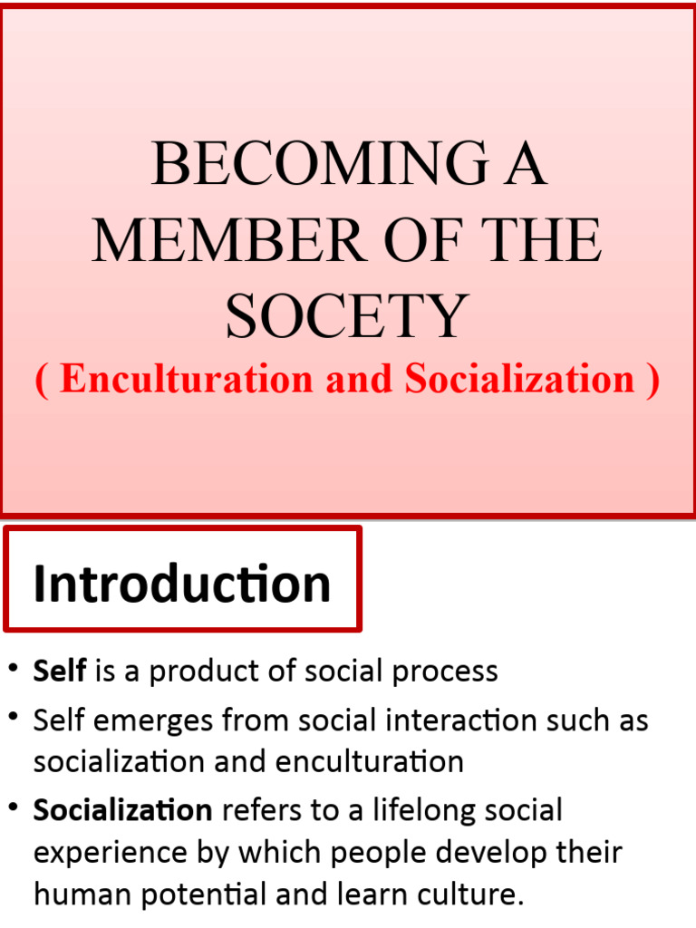 Socialization and Enculturation | PDF | Socialization | Identity ...