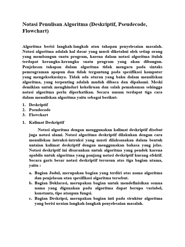 Notasi Penulisan Algoritma | PDF