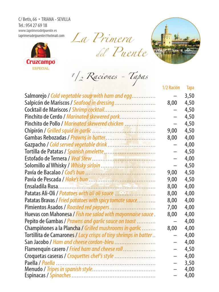 Carta de Medias - Tapas | PDF | Foods | Cuisine