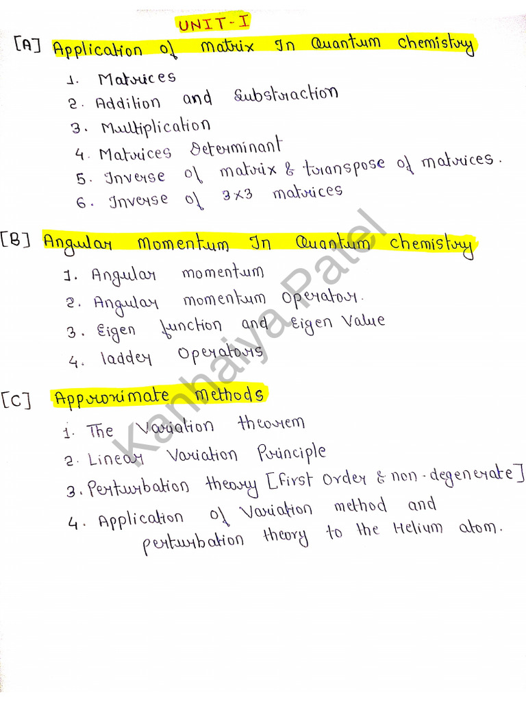 QUANTUM CHEMISTRY PART-2 Complete Handwritten PDF Notes | PDF