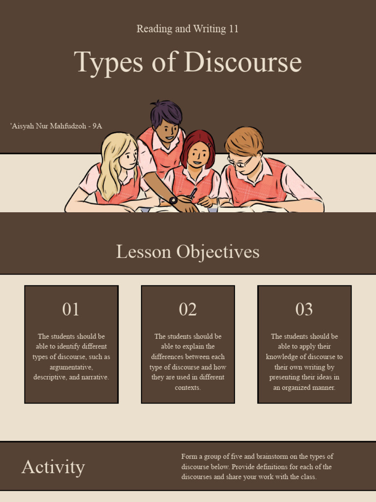 Brown and Beige Simple English Reading and Writing Types of Discourse Pres_20240428_105112_0000 ...