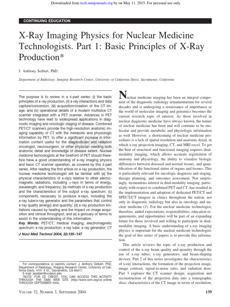 JNMT-2004-Seibert-X-ray Part 1 | PDF | X Ray | Medical Imaging