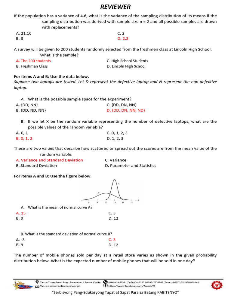 Third Quarter Examination - Statisticsandprobability | PDF | Normal ...