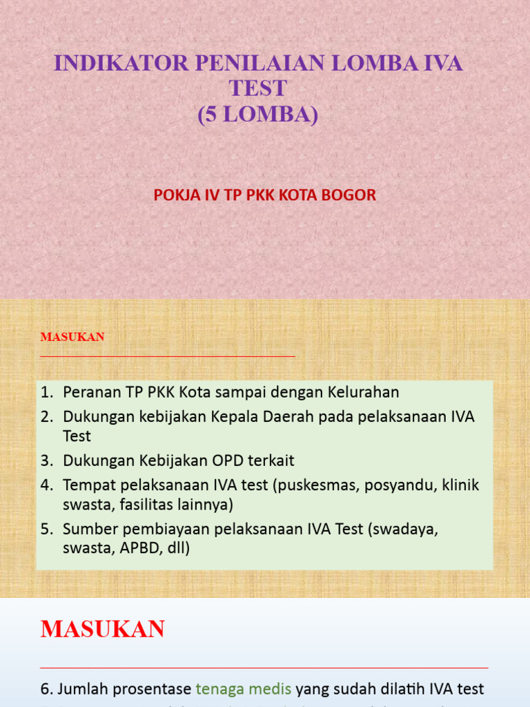 Indikator Penilaian Lomba Iva Test | PDF