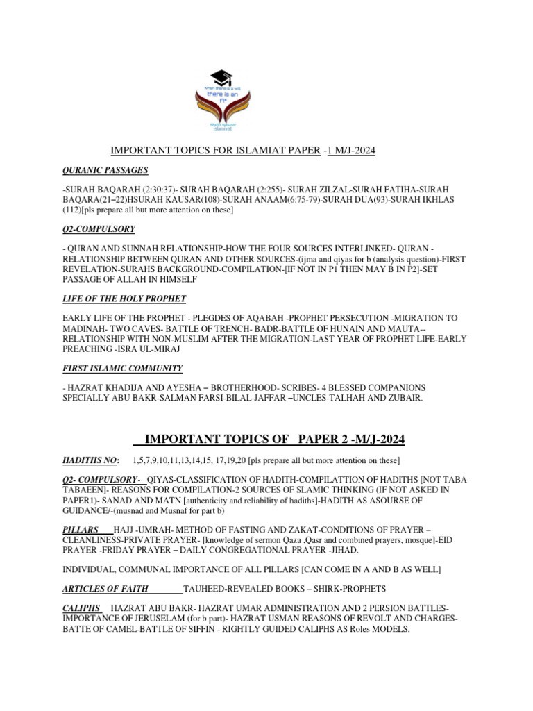 Expected Topics.-1 | PDF