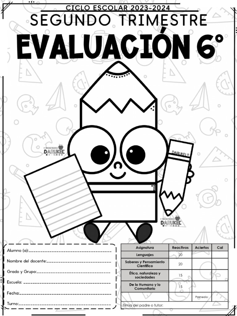 6° T2 Editable Evaluación Trimestral Darukel 2022-2023 | PDF | Sistema reproductivo | Combustión
