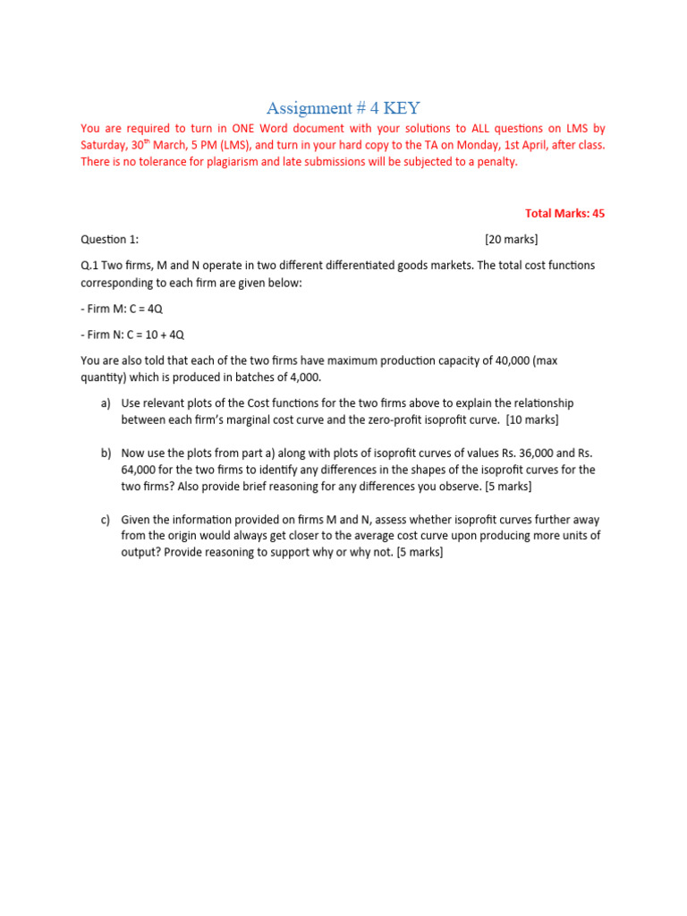 Assignment 4-Dr Sher-Key | PDF | Price Elasticity Of Demand | Demand