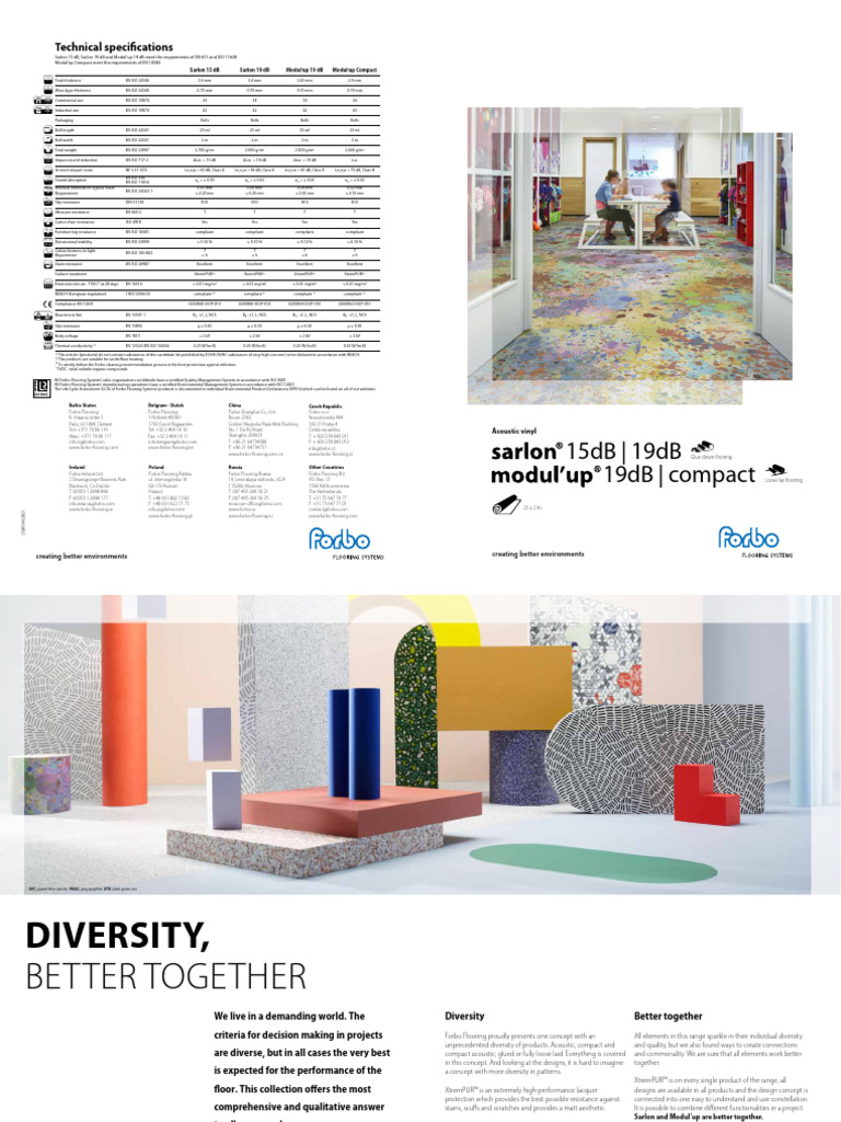 Forbo Sarlon & Modul'up Flooring Specs | PDF | Flooring | Sound