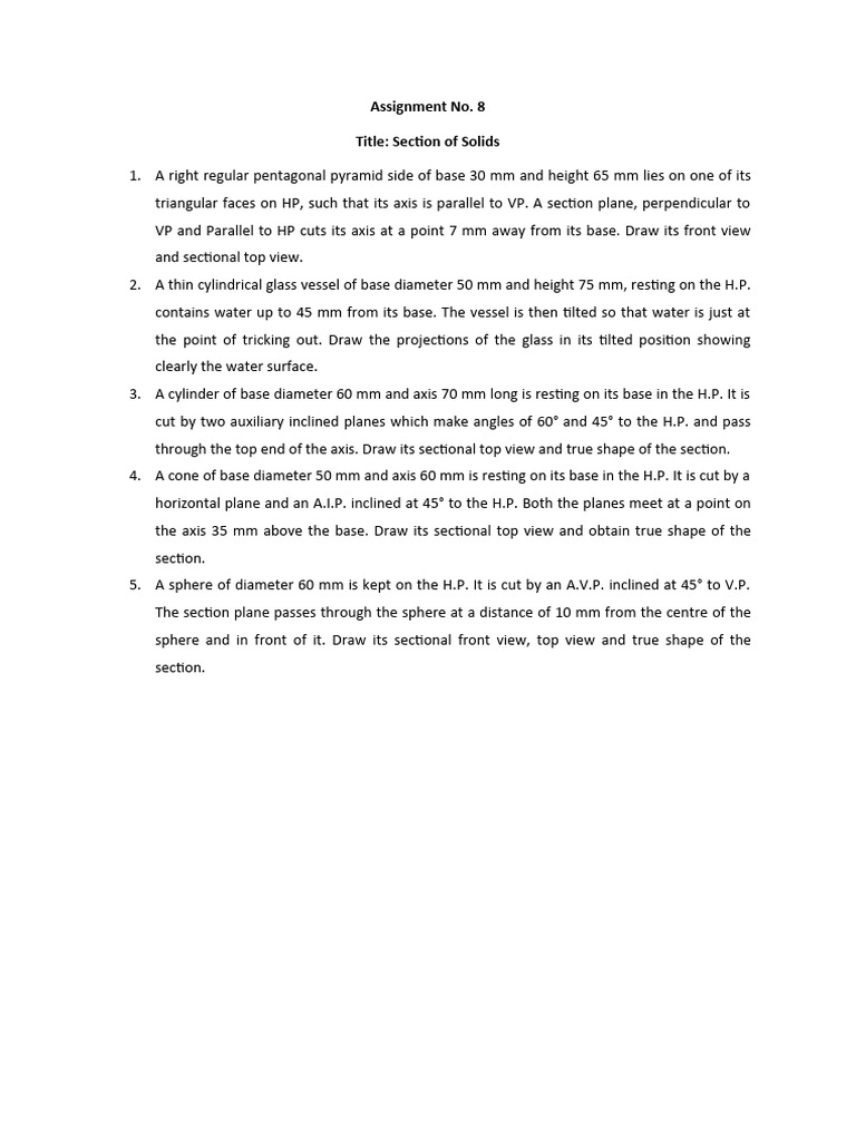Assignment Section of Solid | PDF