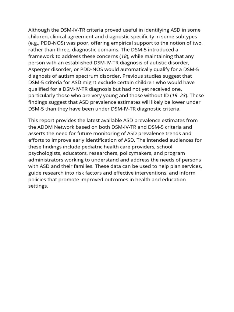 ASD Prevalence Estimates: DSM-IV vs DSM-5 | PDF