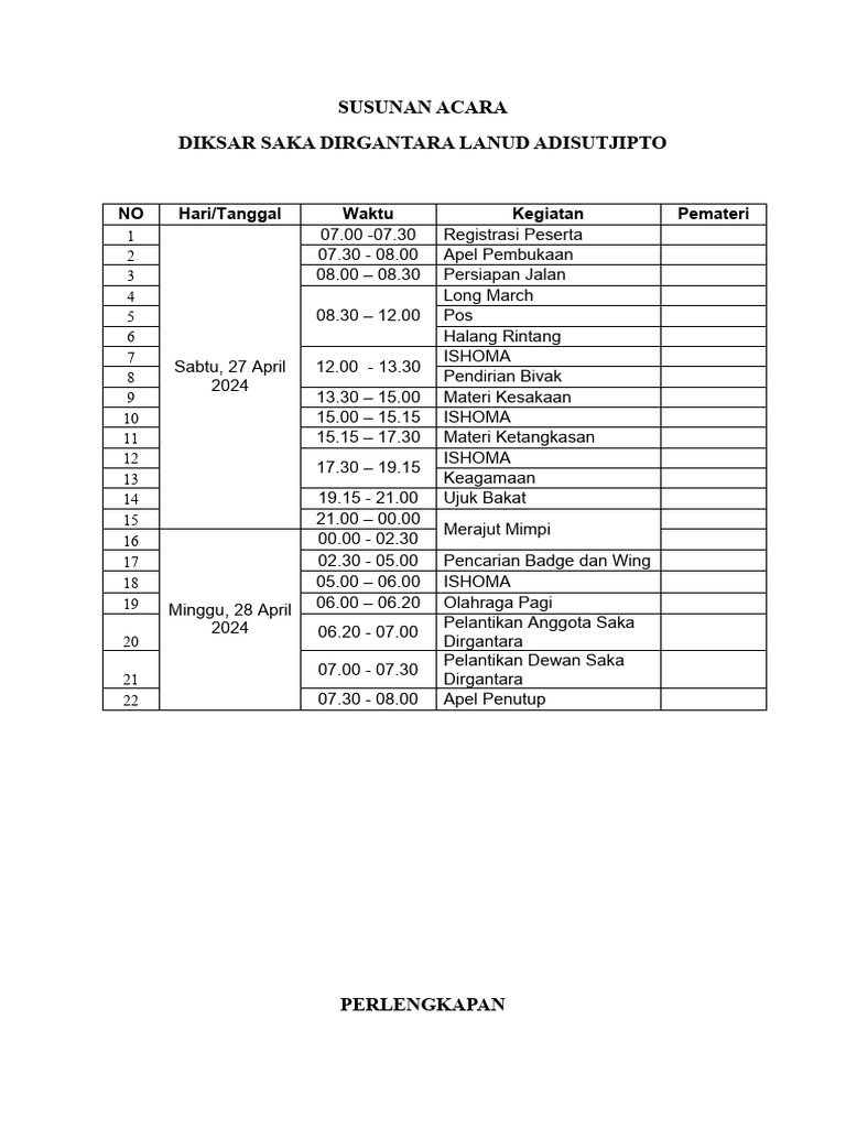 Susunan Acara Saka 2324 | PDF