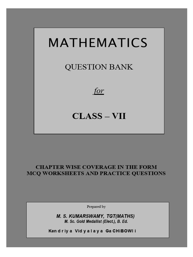 Maths Class VII Question Bank | Download Free PDF | Numbers | Abstract Algebra