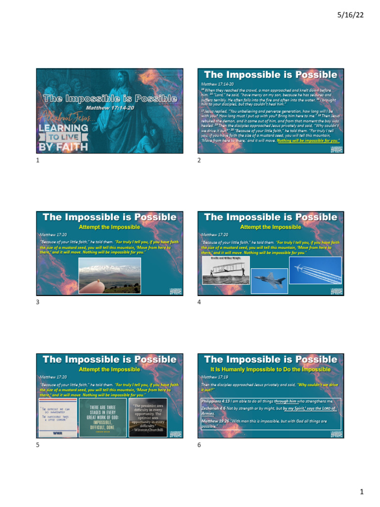 Faith and the Power of the Impossible | PDF | Gospel Of Matthew | Jesus