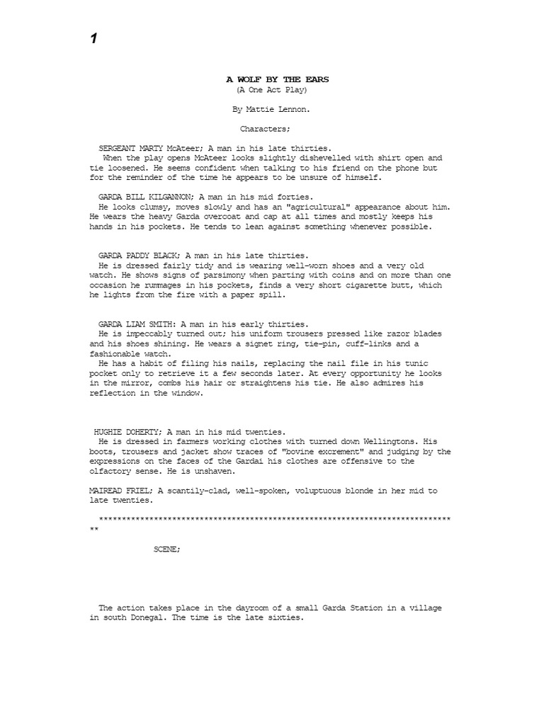 THE WOLF Half Script Mattie Lennon | PDF