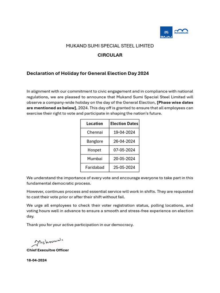 Loksabha_Holiday_Circular | PDF