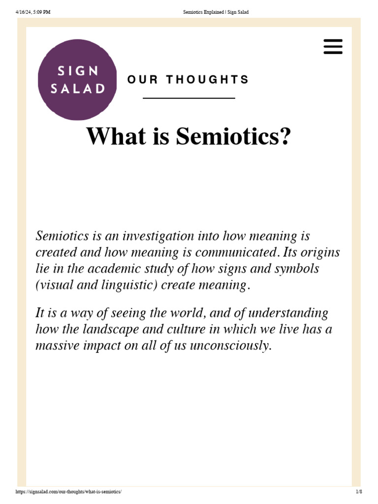 Semiotics Explained _ Sign Salad | PDF | Semiotics | Social Sciences